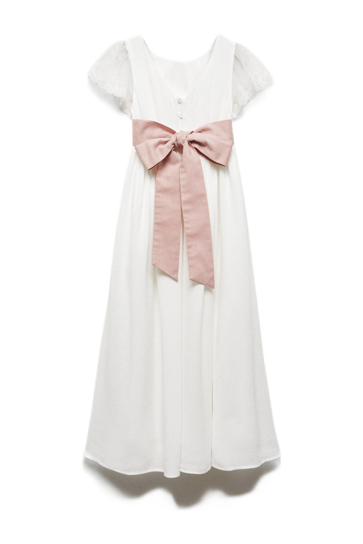 Mango Kids maxi jurk wit/roze | kleertjes.com