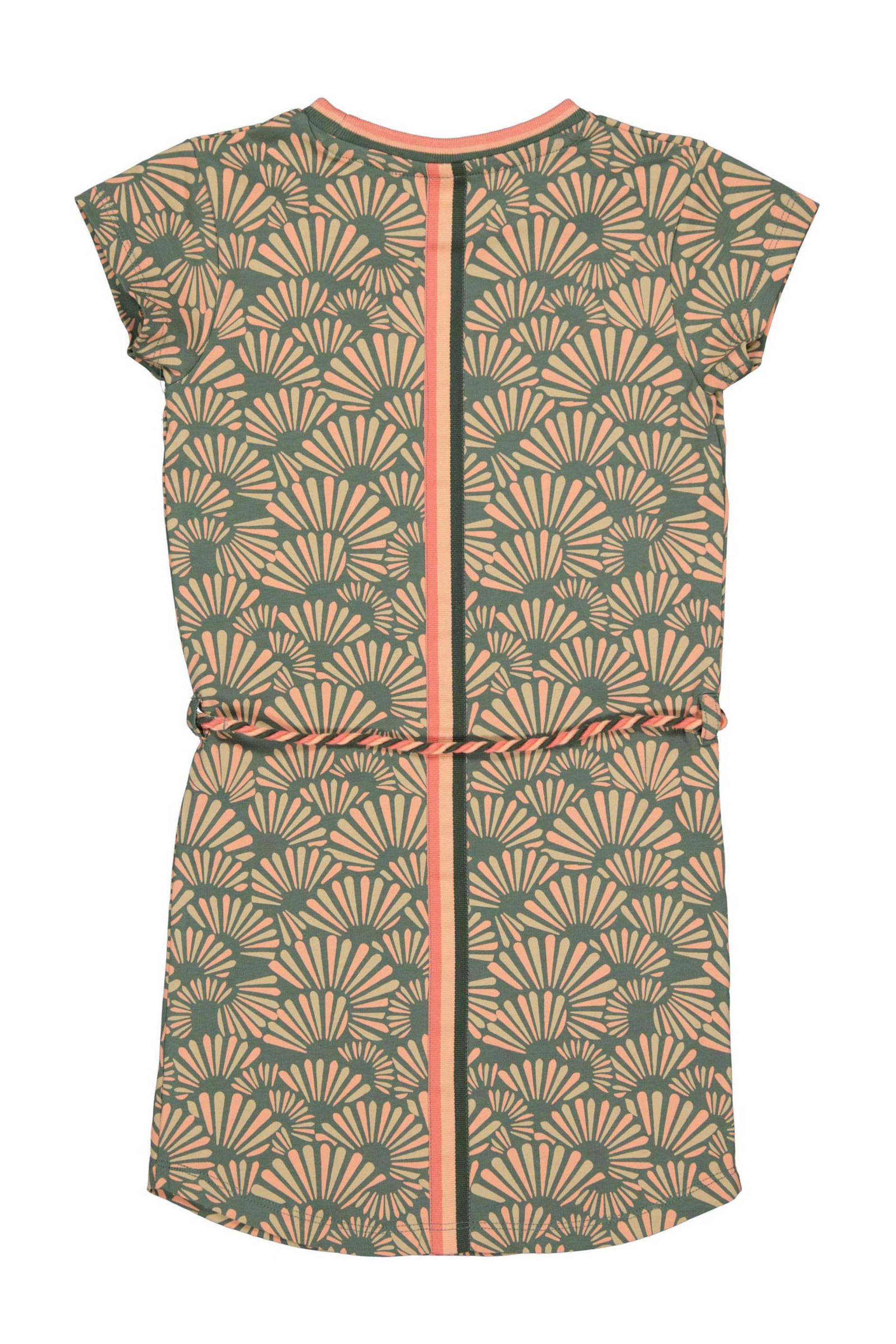 Quapi jurk BABET2 met all over print groen/roze | kleertjes.com