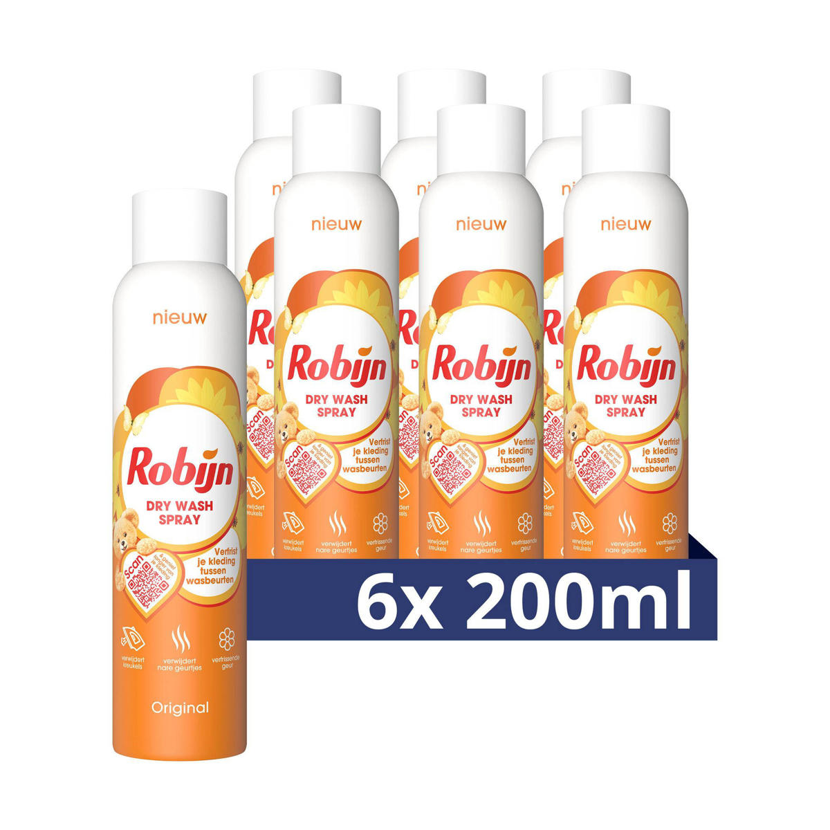 Robijn Dry wash spray Original - 6 x 200 ml | kleertjes.com