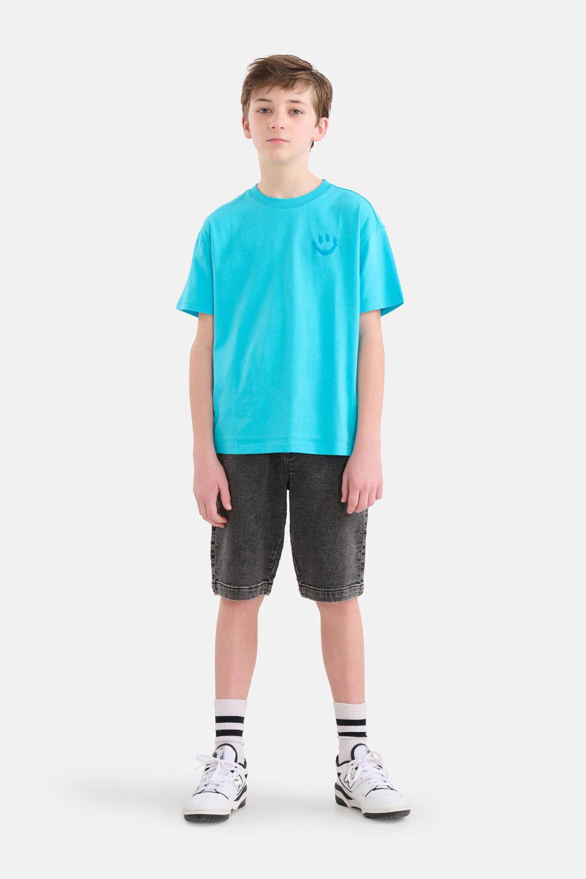 Shoeby relaxed fit jog denim short grey | kleertjes.com