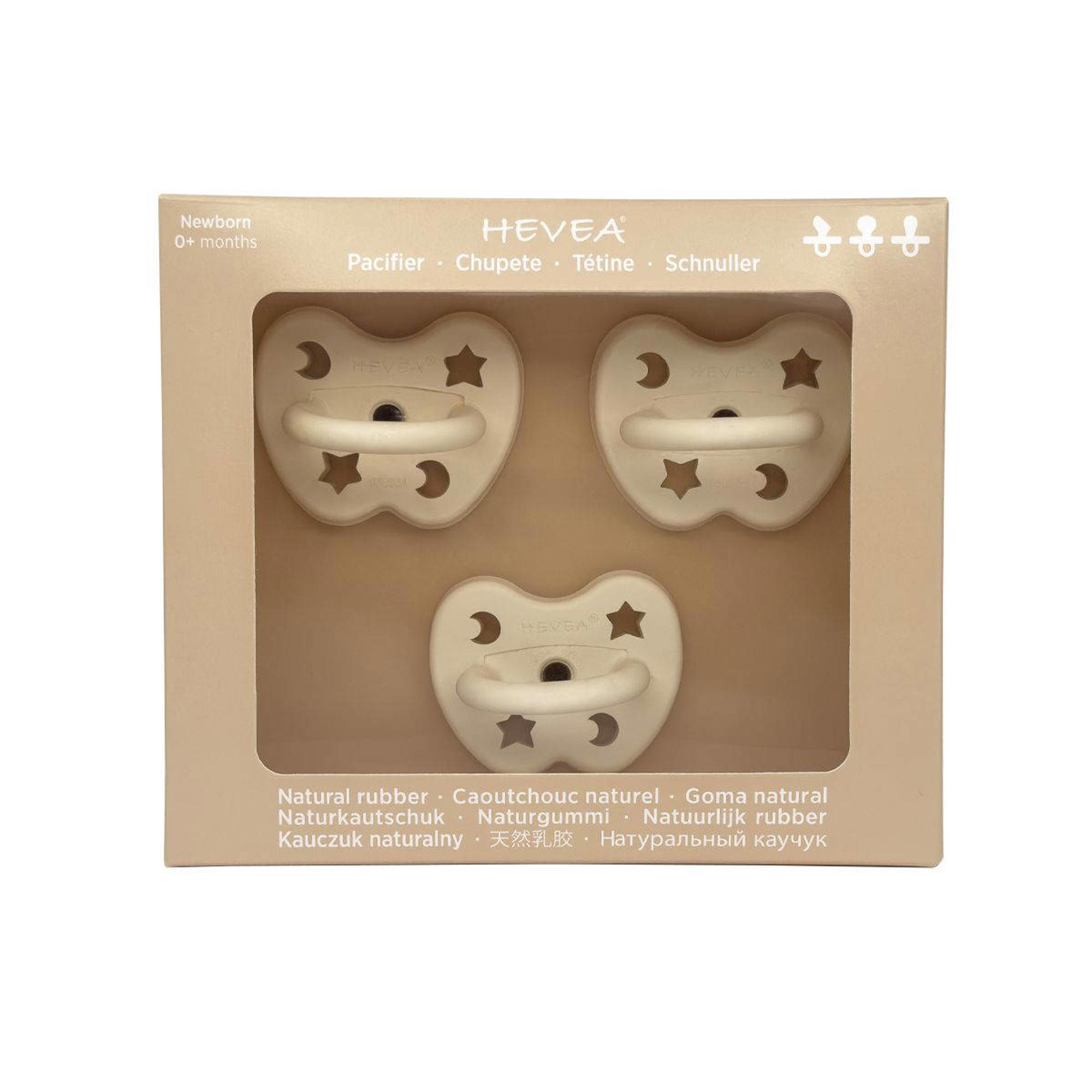 Hevea speen 3-pack sym/ortho/rond trial pack Milky White | kleertjes.com
