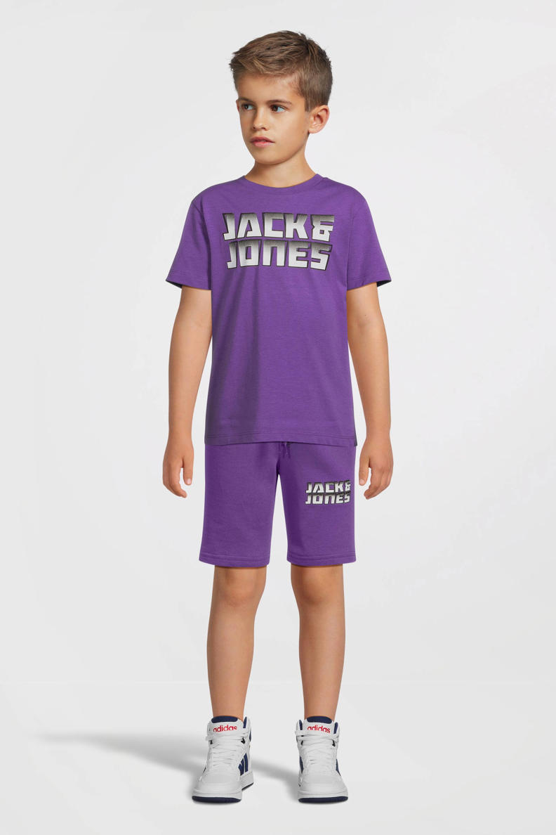 JACK & JONES JUNIOR T-shirt JCOKAPPER met logo paars | kleertjes.com