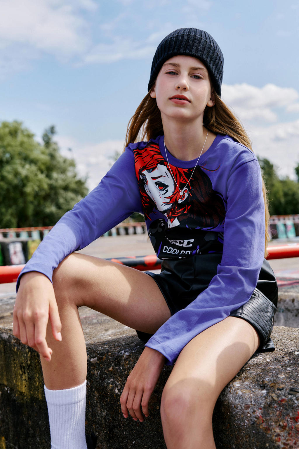 Coolcat Longsleeve T-shirt Tabitha met Motor Girl Print | kleertjes.com
