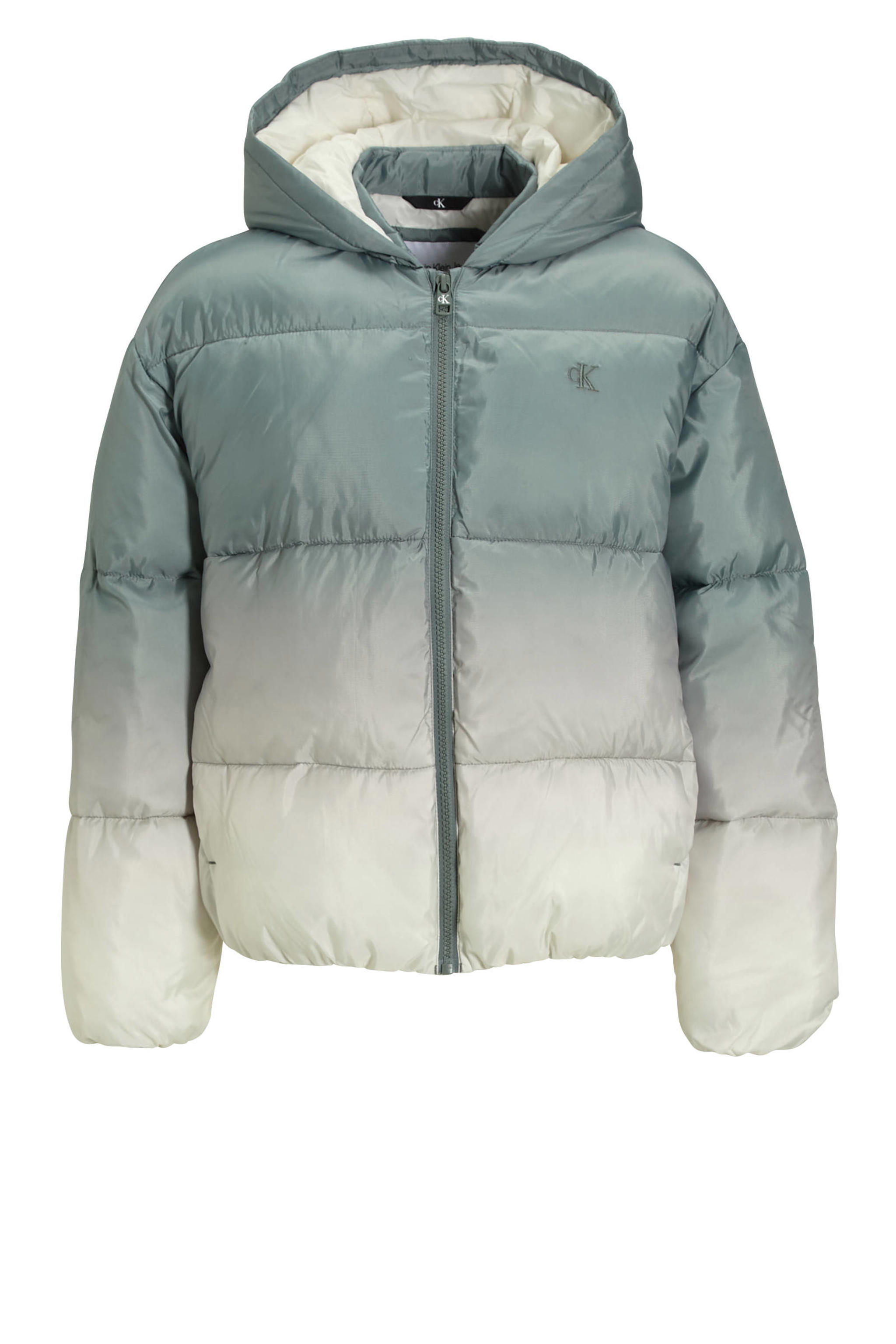 Calvin Klein tie-dye gewatteerde winterjas groen/offwhite | kleertjes.com