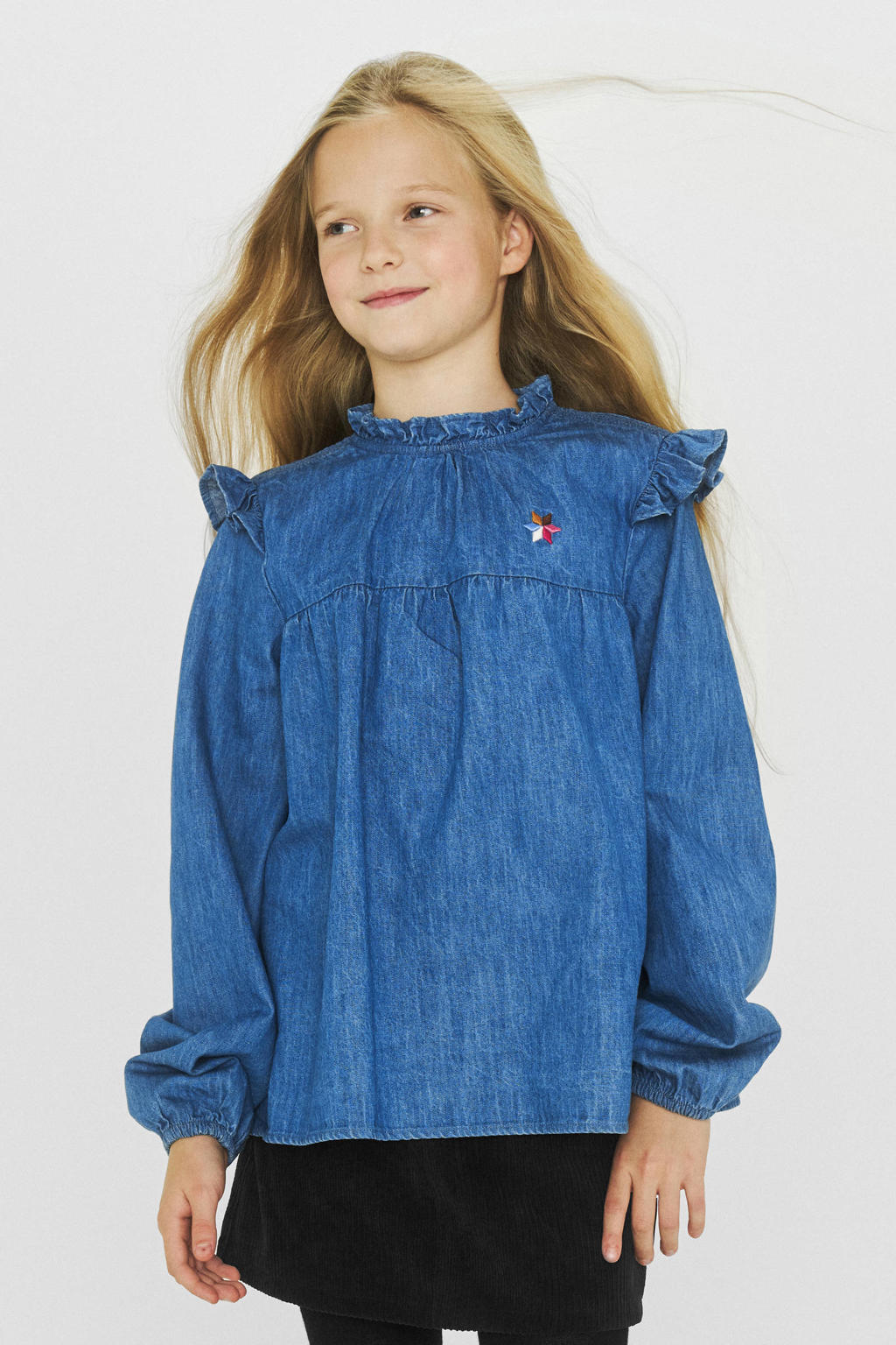 Me & My Monkey Top Roanne met borduursel blauw | kleertjes.com