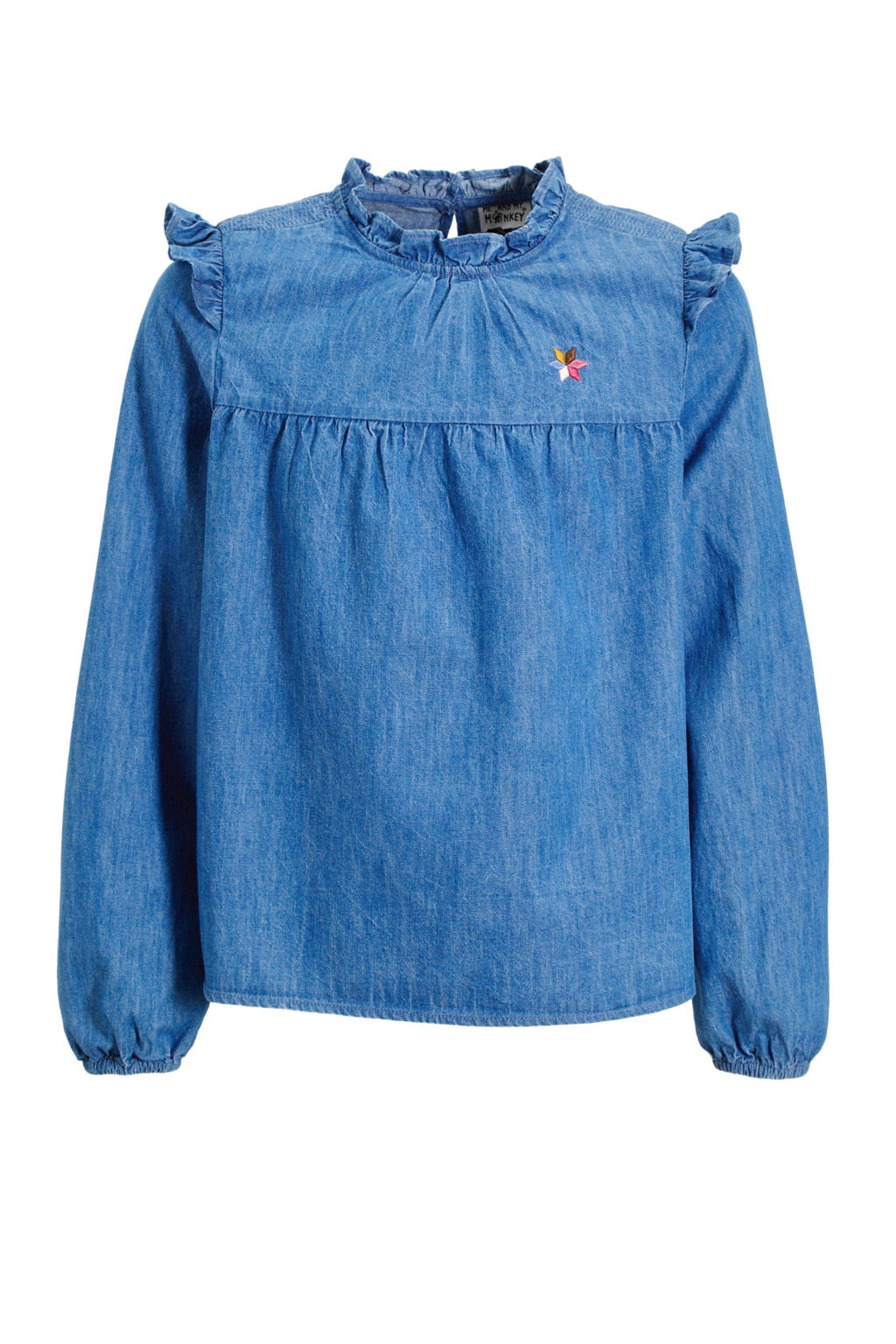 Me & My Monkey Top Roanne met borduursel blauw | kleertjes.com