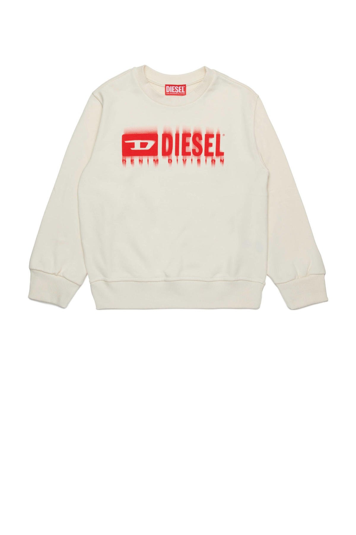 Diesel sweater met logo wit/rood | kleertjes.com