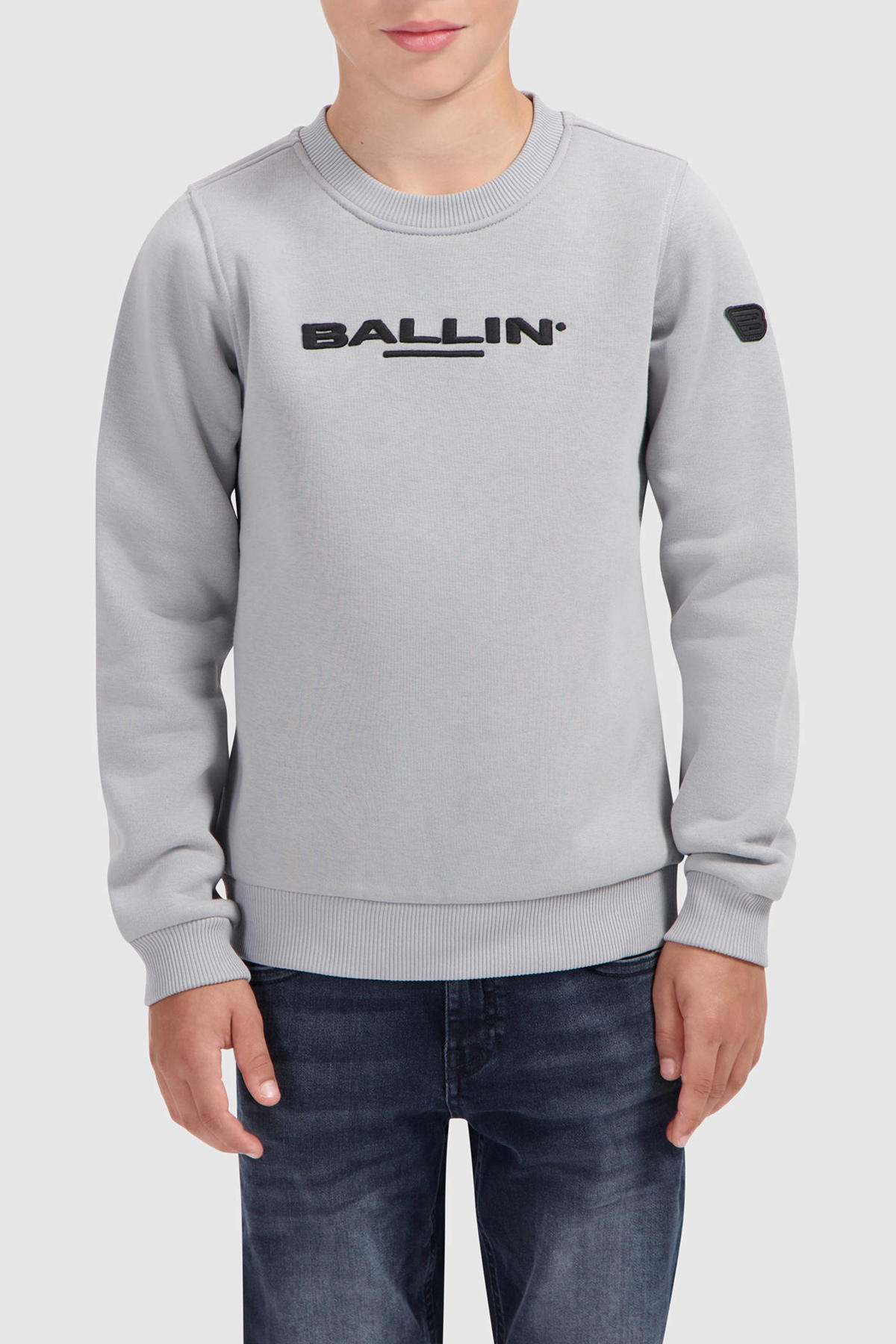 Ballin sweater met logo grijs | kleertjes.com