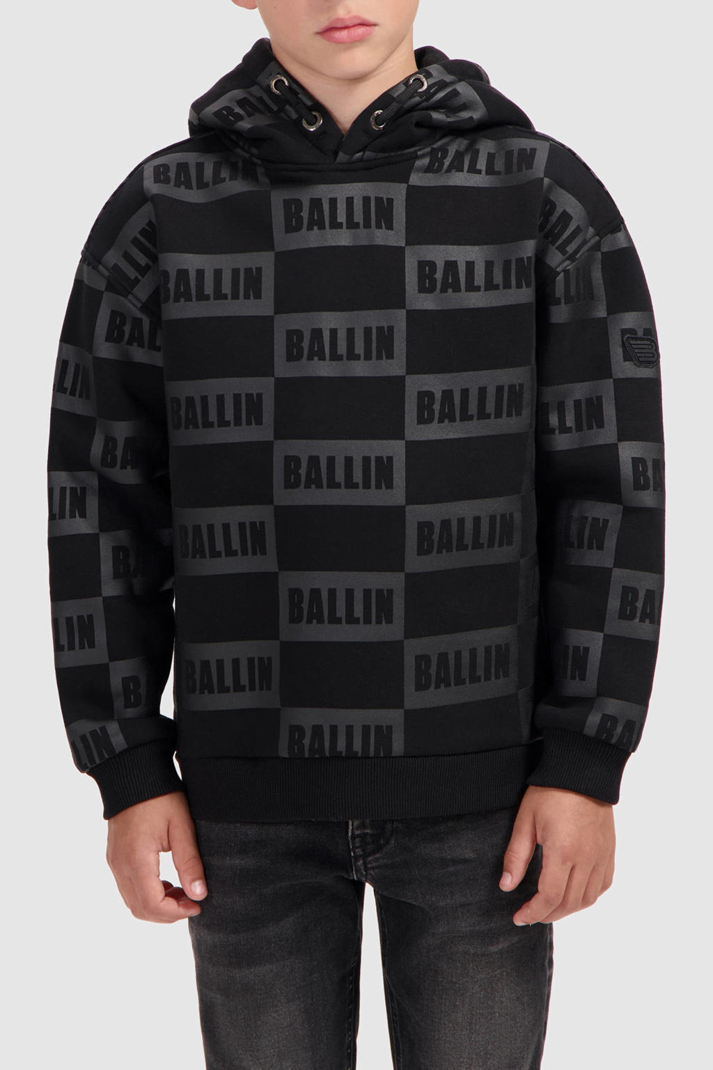 Ballin hoodie met all over print zwart/donkergrijs | kleertjes.com