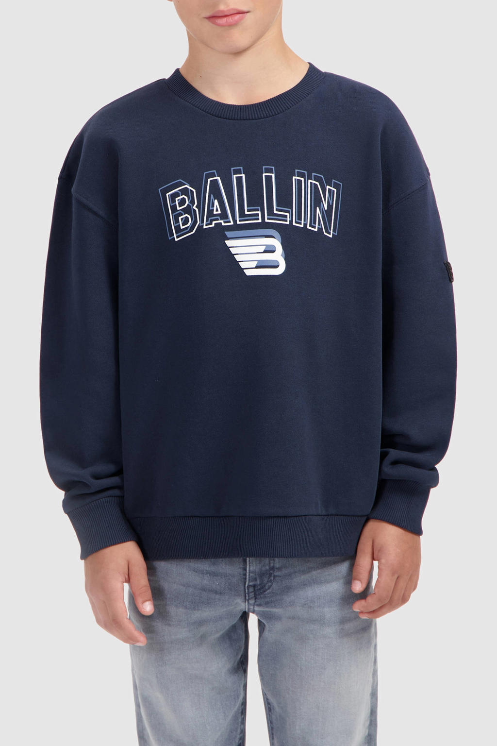 Ballin sweater met logo donkerblauw | kleertjes.com