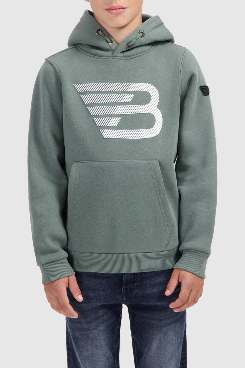 Ballin sweater met logo leger groen | kleertjes.com