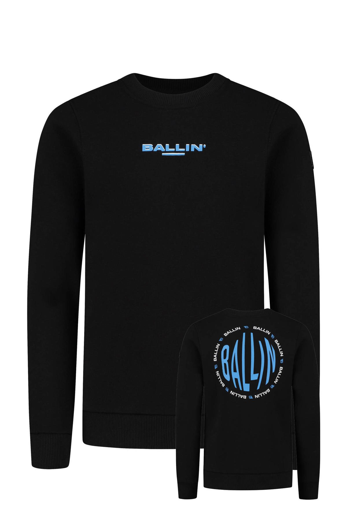 Ballin sweater met backprint zwart/blauw | kleertjes.com