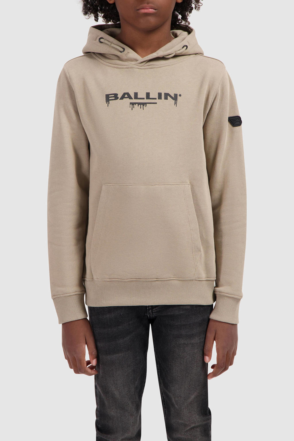 Ballin hoodie met backprint taupe/zwart | kleertjes.com