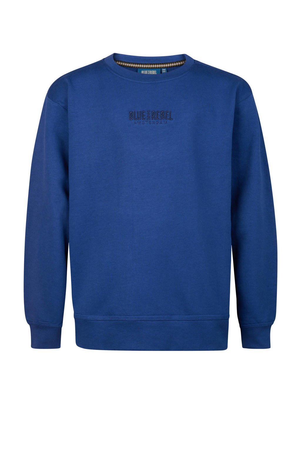 Blue Rebel sweater Kasper met logo kobalt blauw | kleertjes.com