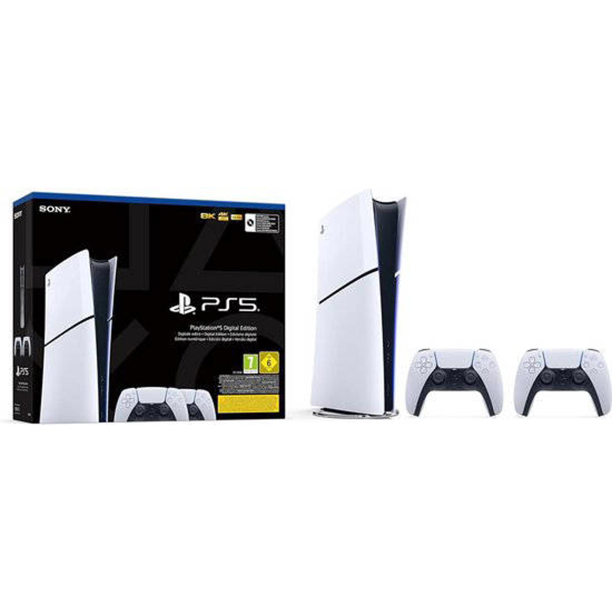 Sony PlayStation 5 Console Digital Edition (Slim) + Twee DualSense ...