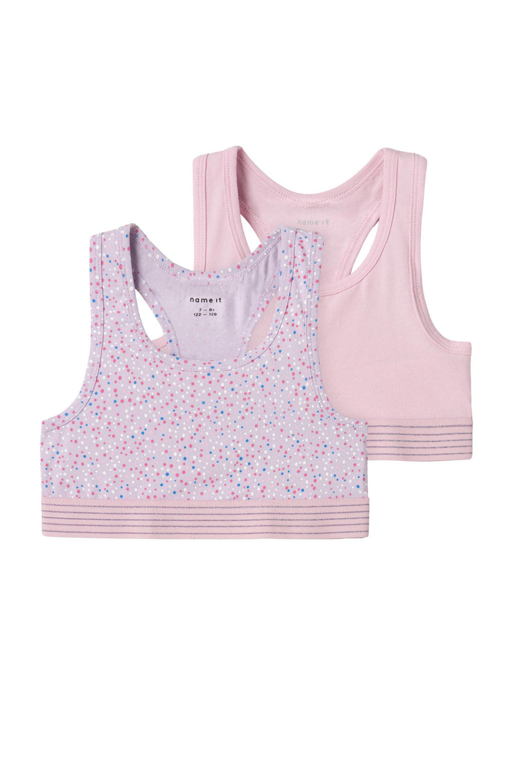 NAME IT KIDS bh top NKFSHORT TOP DOT - set van 2 lila/roze | kleertjes.com