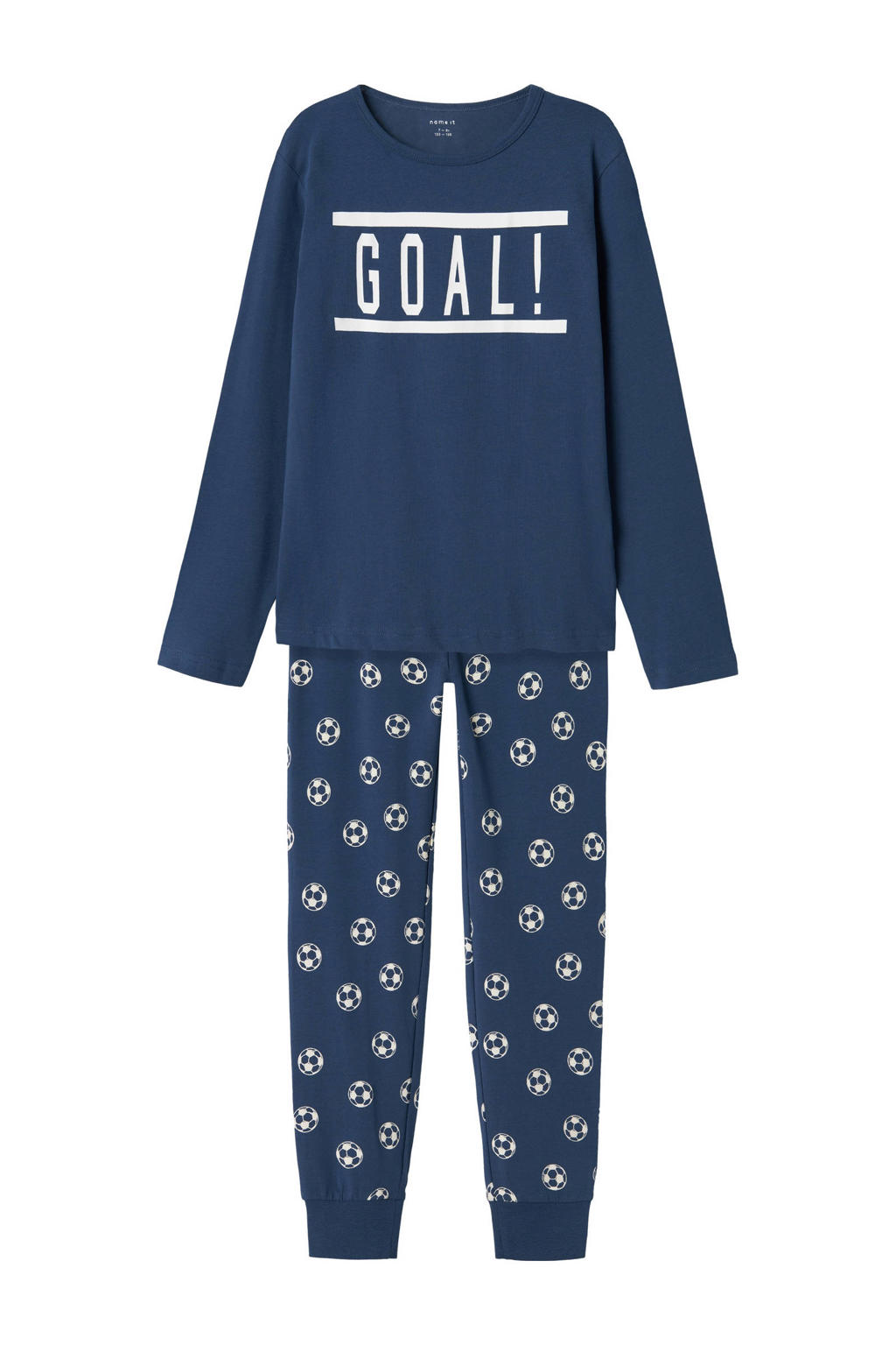 NAME IT KIDS pyjama NKMNIGHTSET FOOTBALL donkerblauw/wit | kleertjes.com