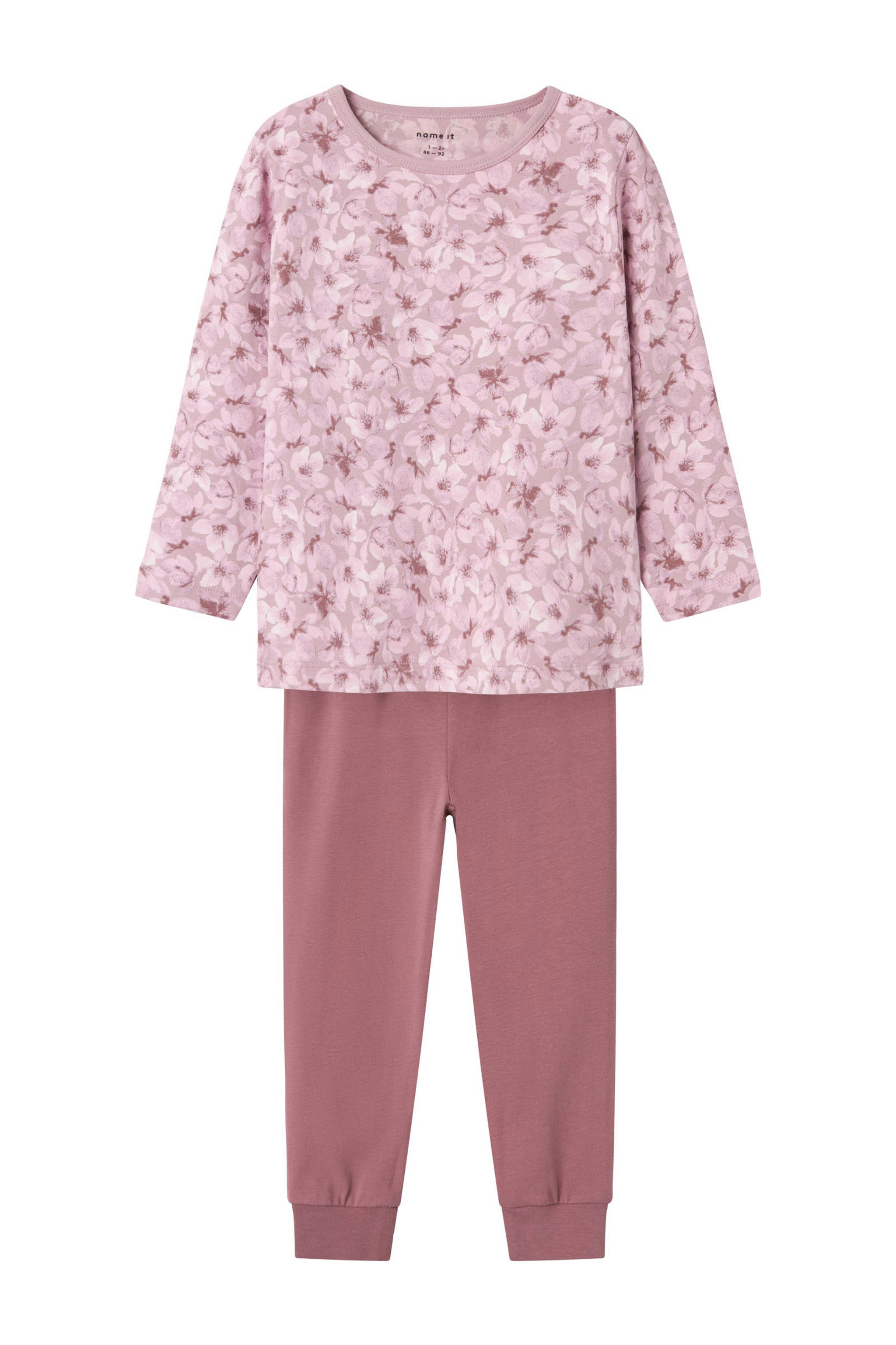 NAME IT MINI pyjama NMFNIGHTSET FLOWER paars/mauve | kleertjes.com