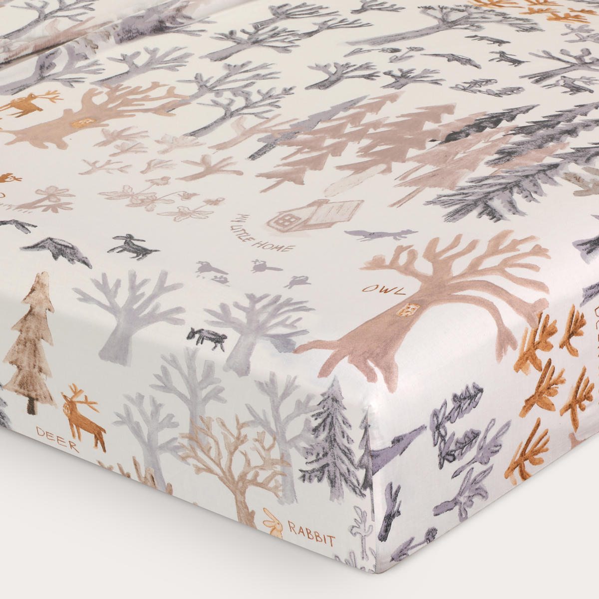 NOUS Kids katoenen kinderhoeslaken Owl Tree (70x150) | kleertjes.com