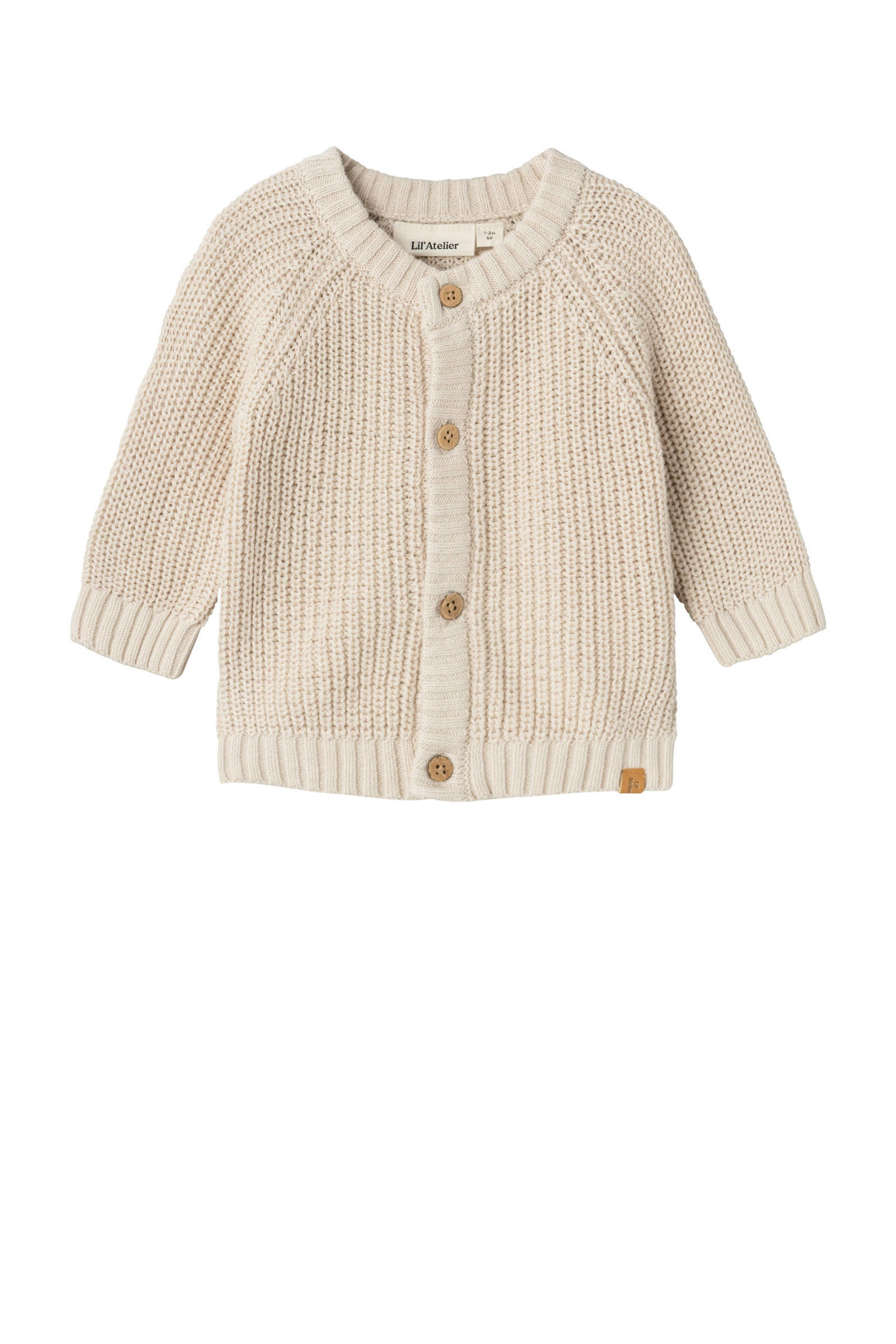 LIL' ATELIER BABY baby gebreid vest NMNEMLEN lichtzand | kleertjes.com