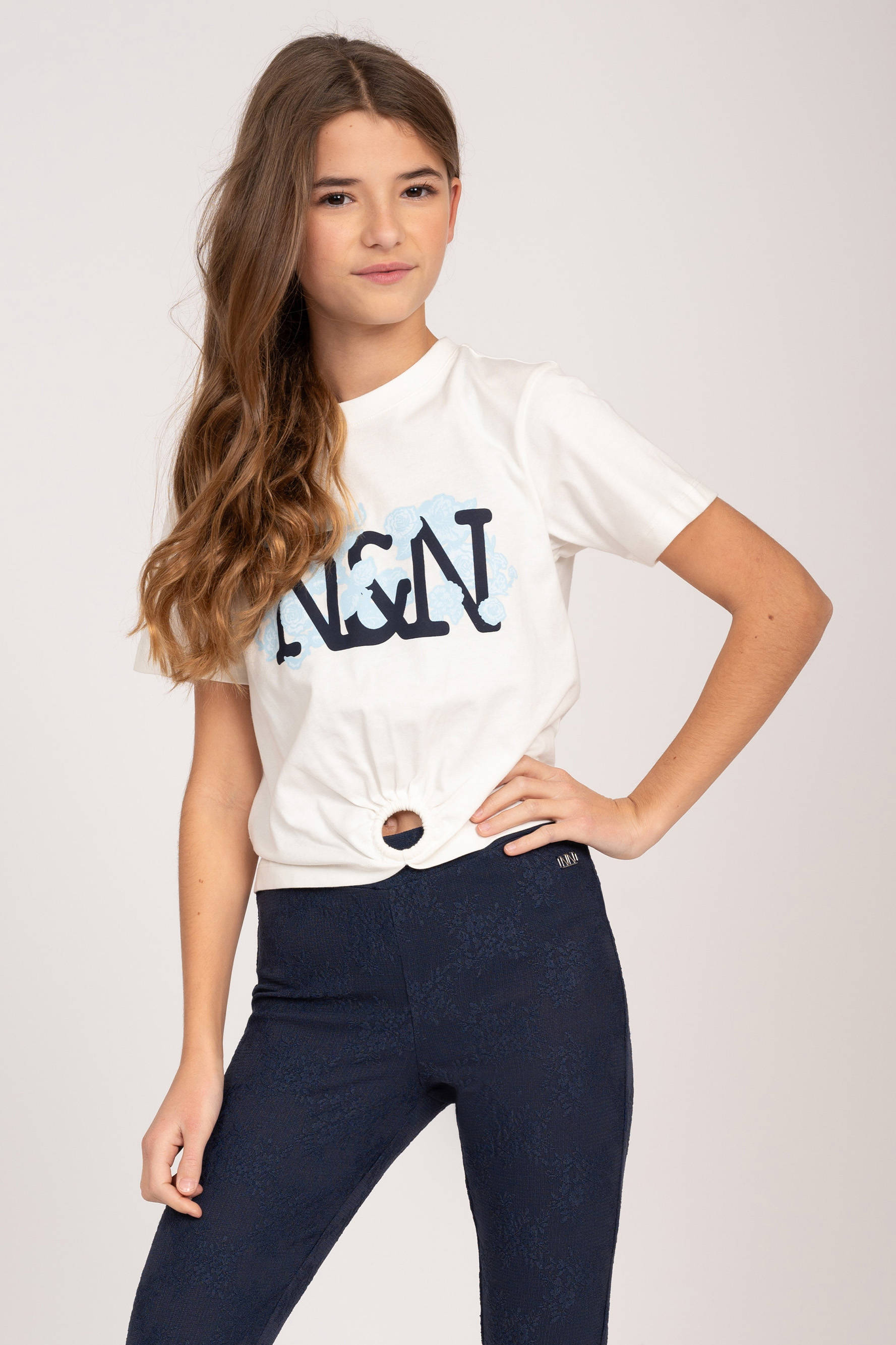 NIK&NIK T-shirt Lacie met printopdruk en open detail offwhite ...