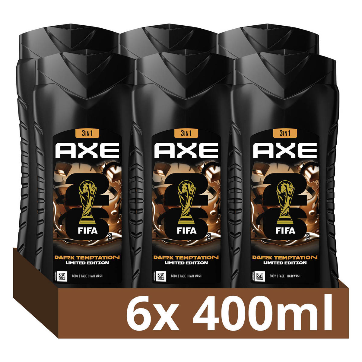 Axe Dark Temptation FIFA Limited Edition 3-in-1 douchegel - 6 x 400 ml ...