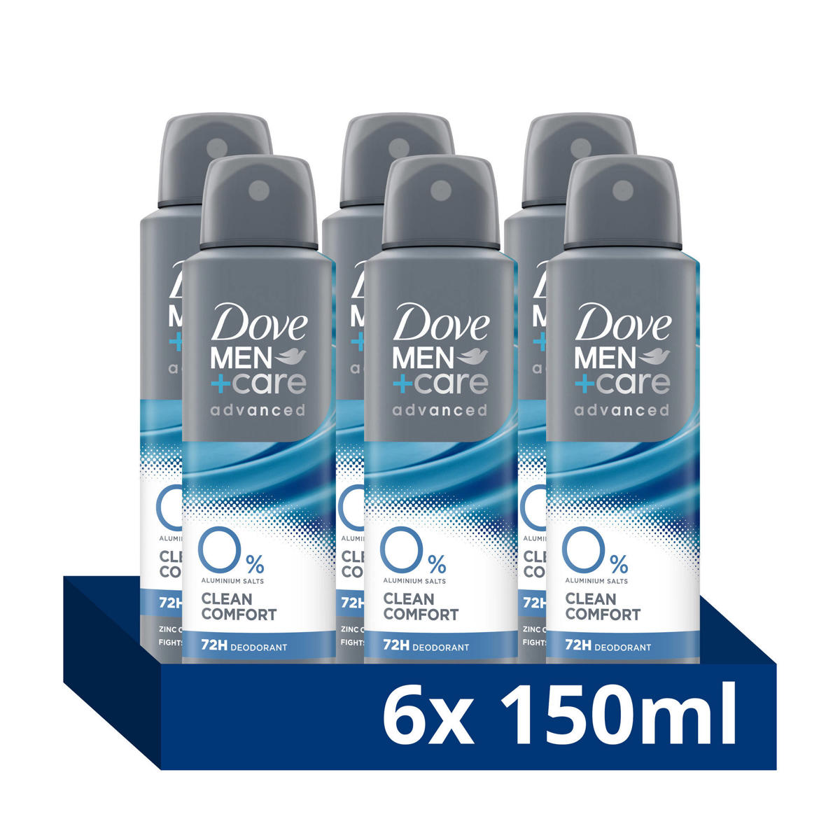 Dove Men+Care 0% Clean Comfort deodorant spray - 6 x 150 ml | kleertjes.com
