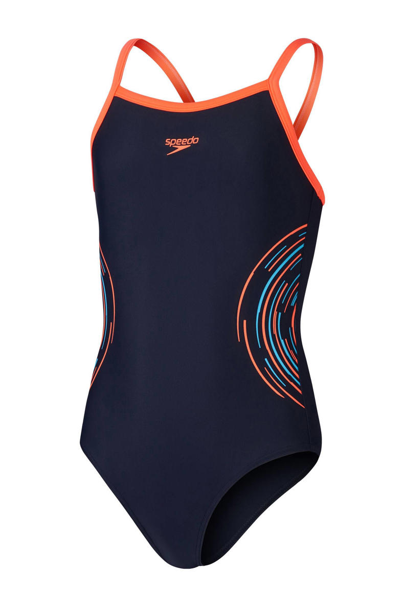 Speedo EnduraFlex sportbadpak Muscleback donkerblauw/oranje | kleertjes.com