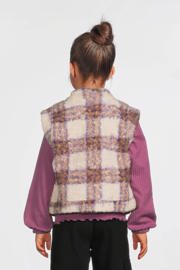 LOOXS little geruit gilet ecru/paars | kleertjes.com