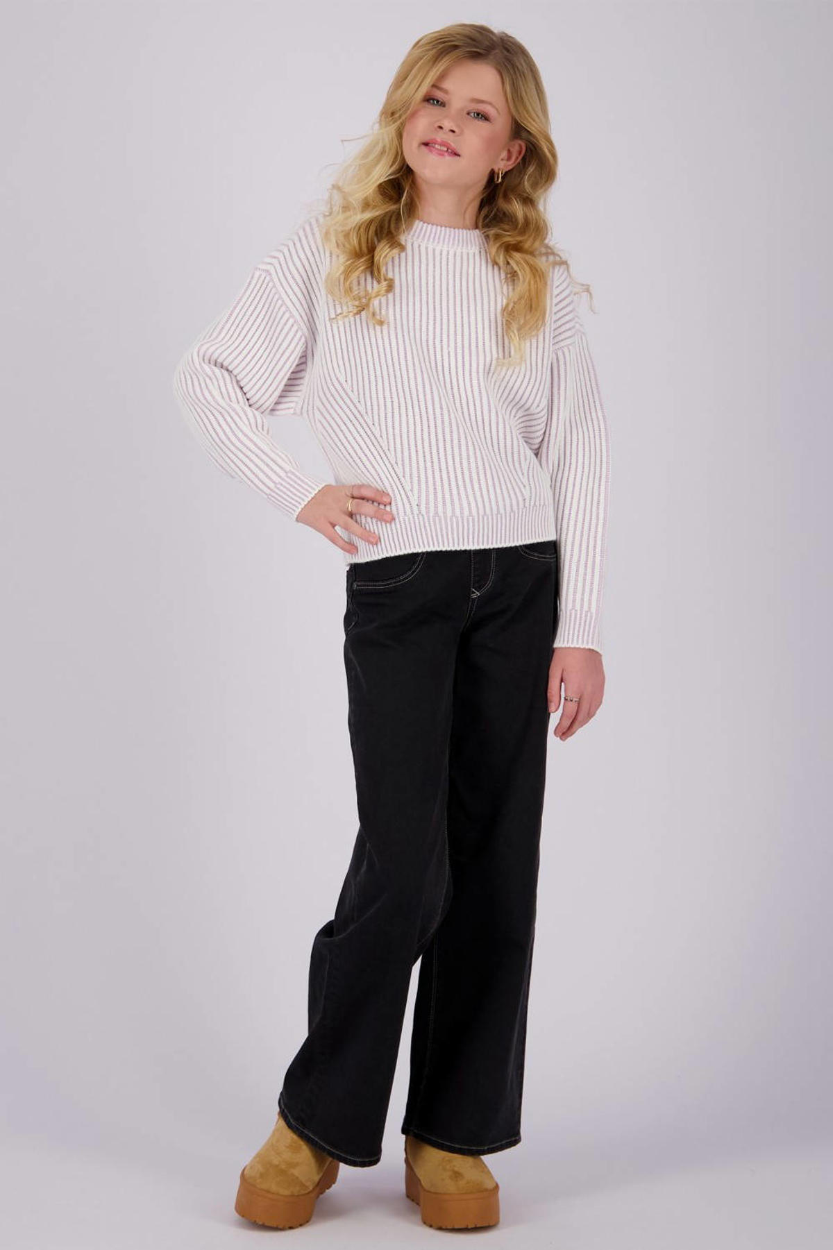 Vingino high waist wide leg jeans Bellini black denim | kleertjes.com