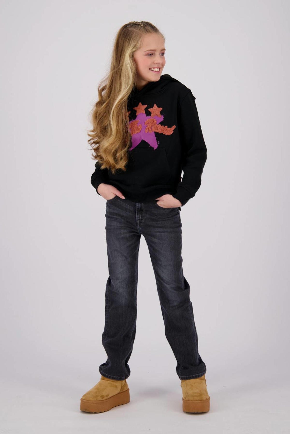 Vingino high waist straight leg jeans Catie washed black | kleertjes.com