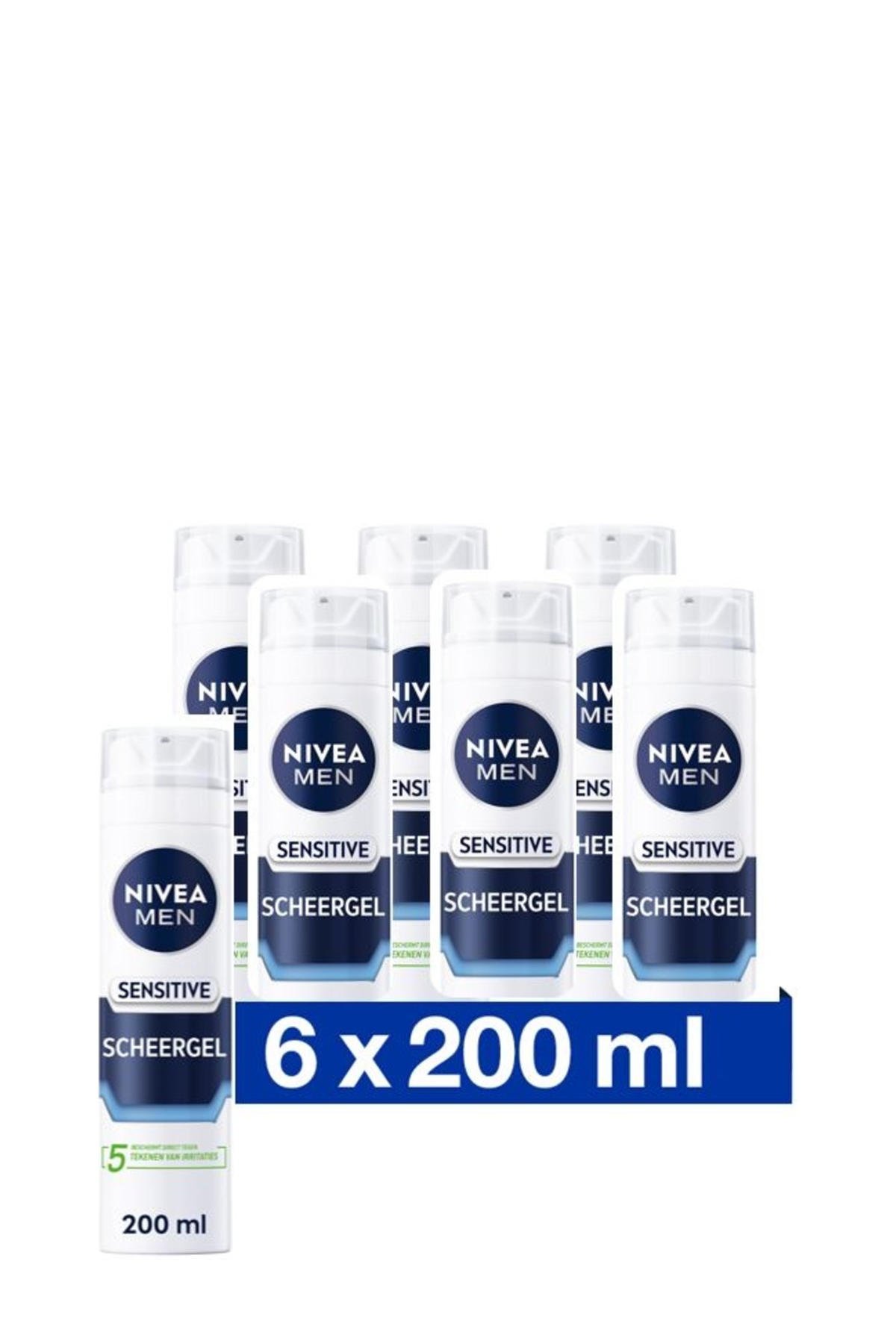 NIVEA Sensitive scheergel - voordeelverpakking - 6 x 200 ml | kleertjes.com