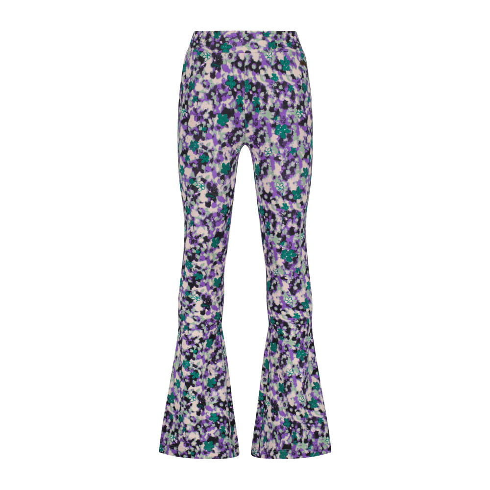 Vingino gebloemde flared broek Suza lila/groen/paars | kleertjes.com
