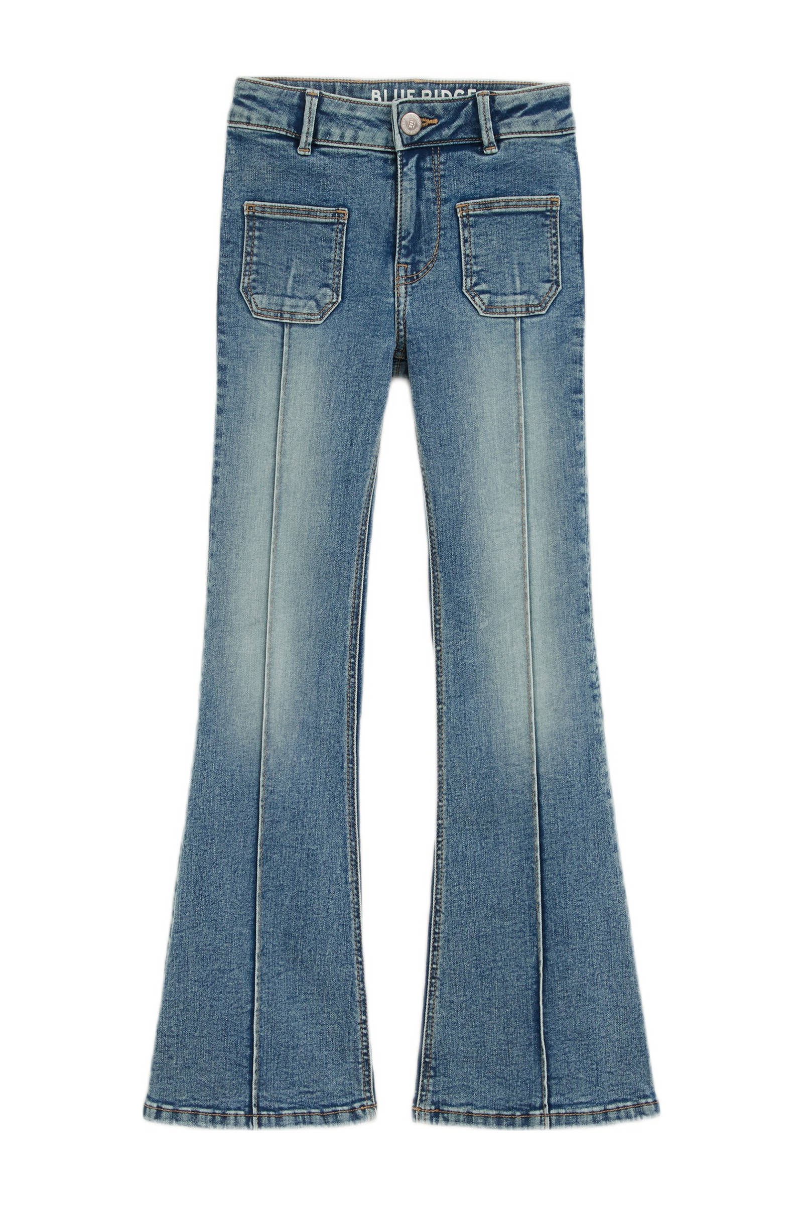 WE Fashion flared jeans green cast denim | kleertjes.com
