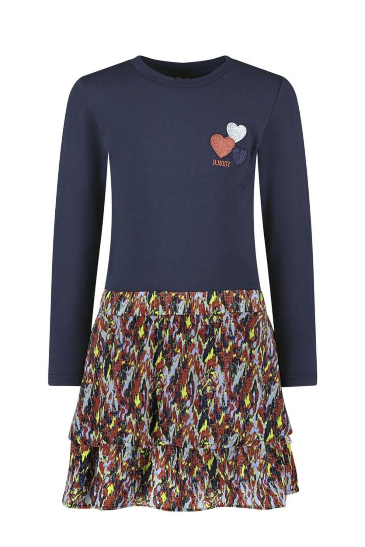 B.Nosy halter jurk Dante met all over print donkerblauw/bruin | kleertjes.com