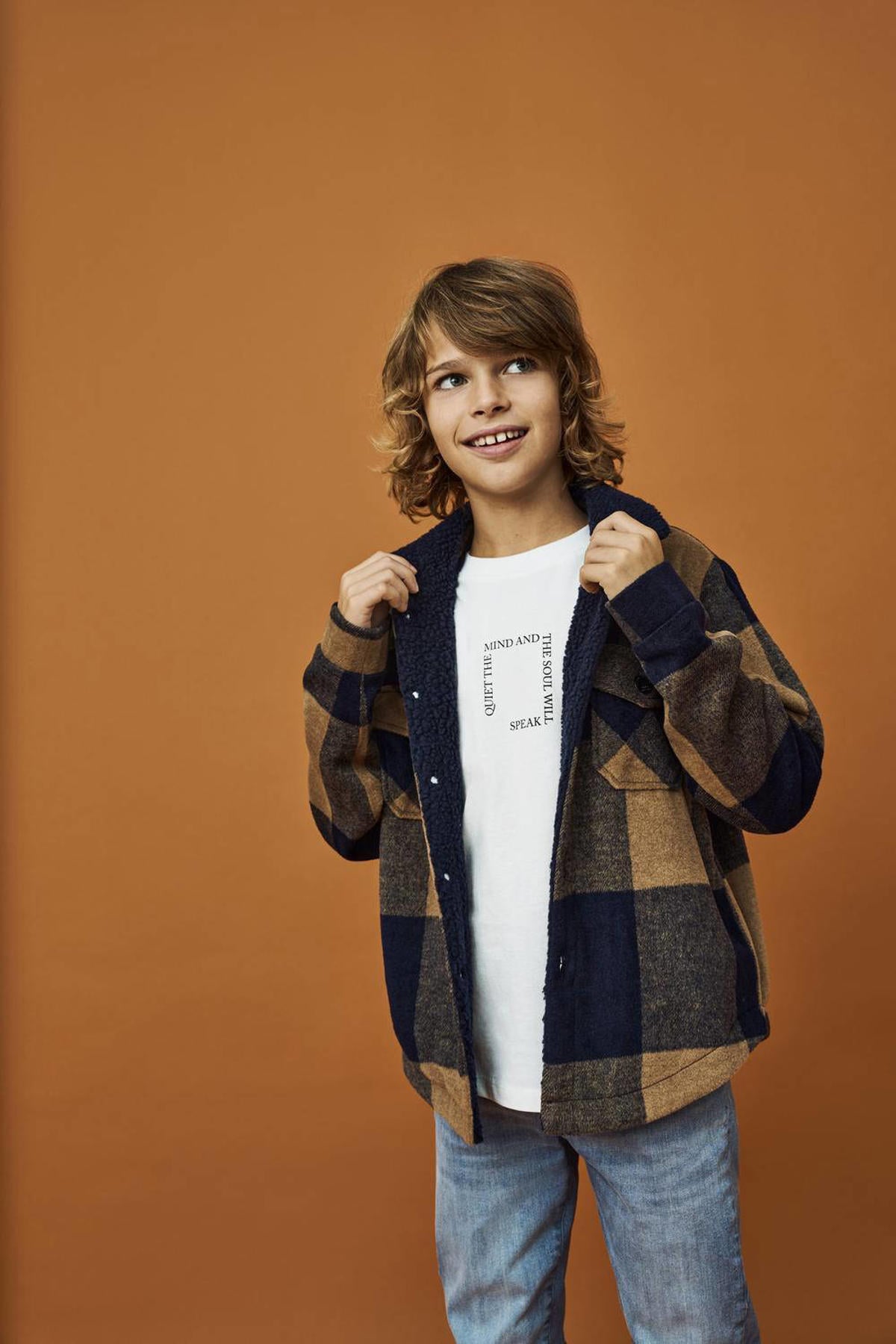 KIDS ONLY BOY overshirt KOBANDY met ruitprint beige/zwart | kleertjes.com