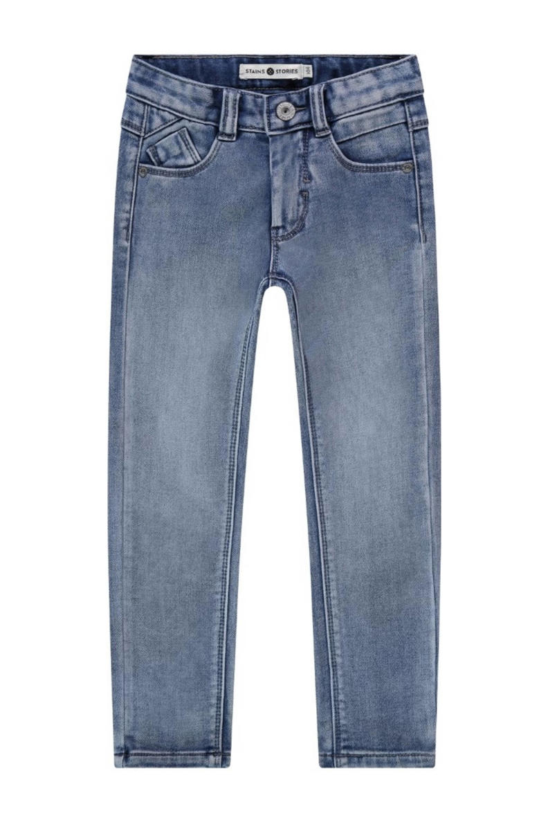 Stains&Stories regular fit jeans medium blue denim | kleertjes.com