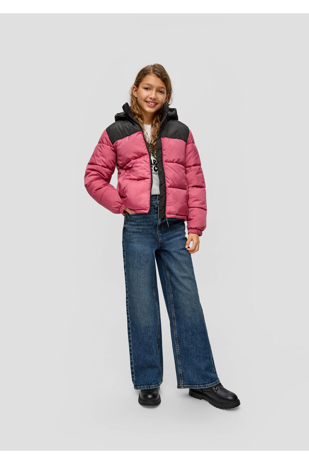 s.Oliver high waist wide leg jeans dark blue denim | kleertjes.com