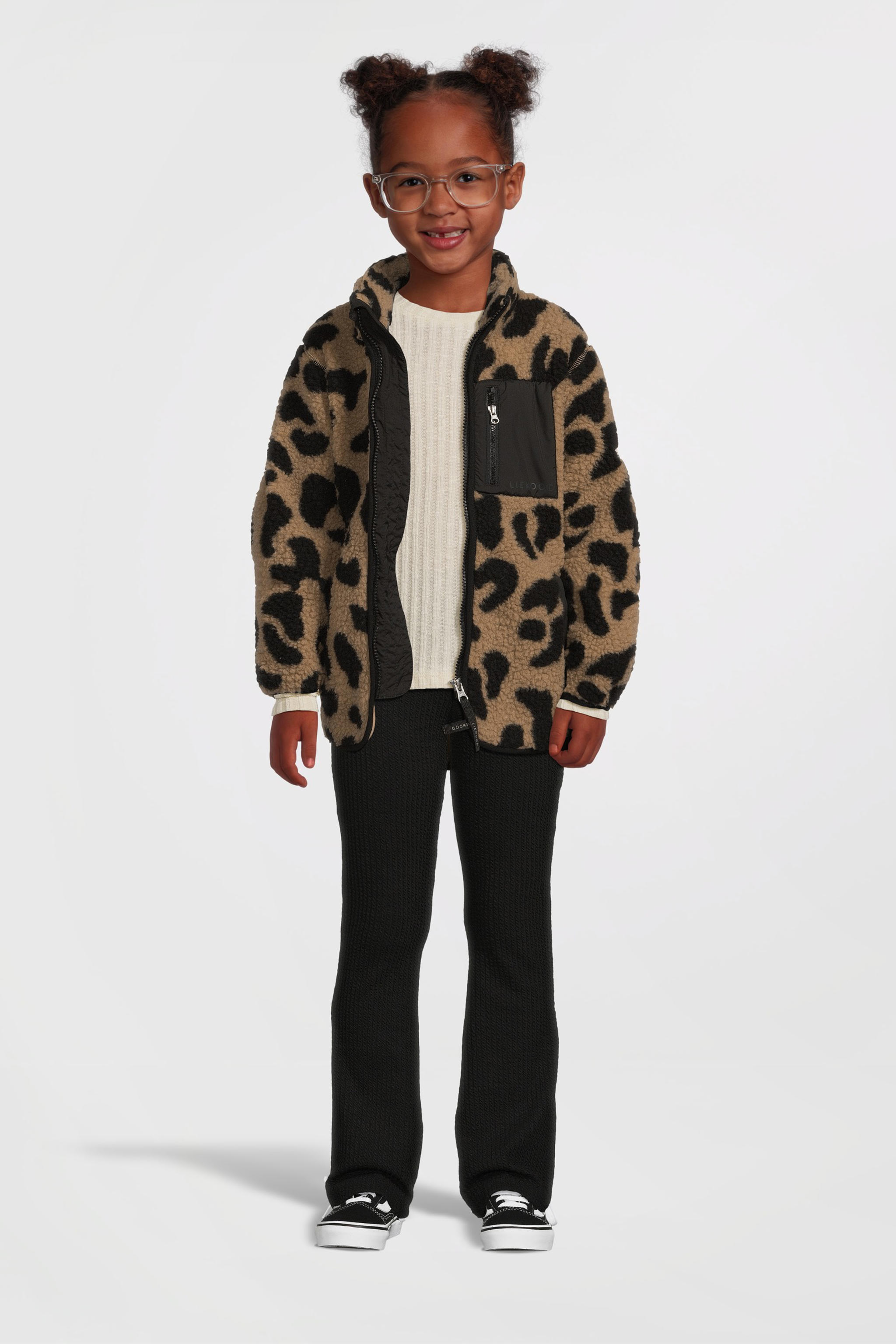 Liewood teddy winterjas Nolan met panterprint bruin/zwart | kleertjes.com