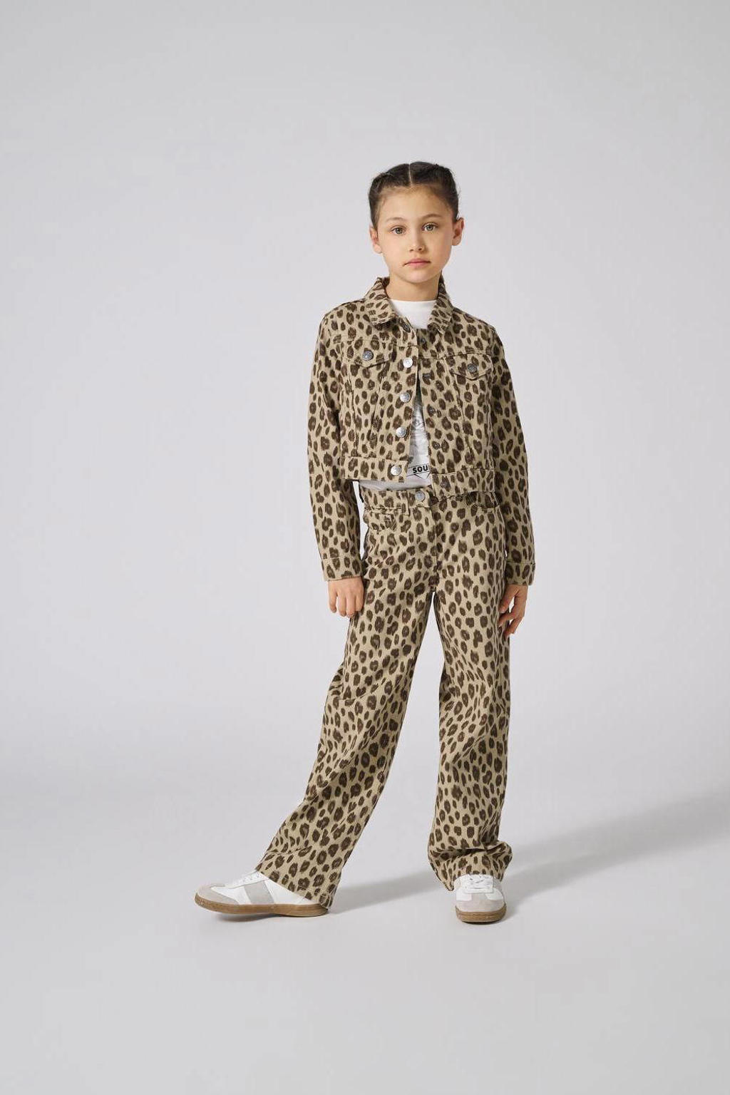 KIDS ONLY GIRL wide leg broek KOGLEO met panterprint zand/bruin ...