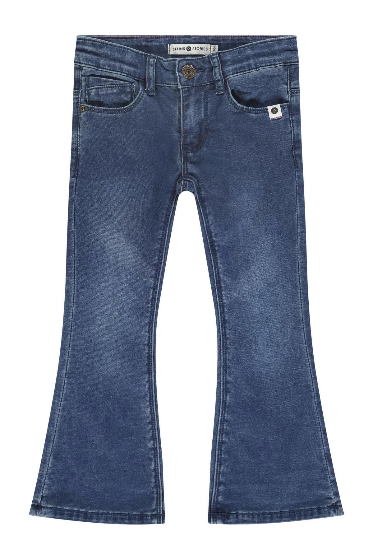Stains&Stories flared jeans denim blue | kleertjes.com