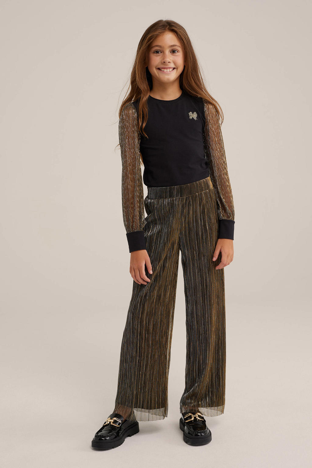 WE Fashion straight fit broek goud | kleertjes.com