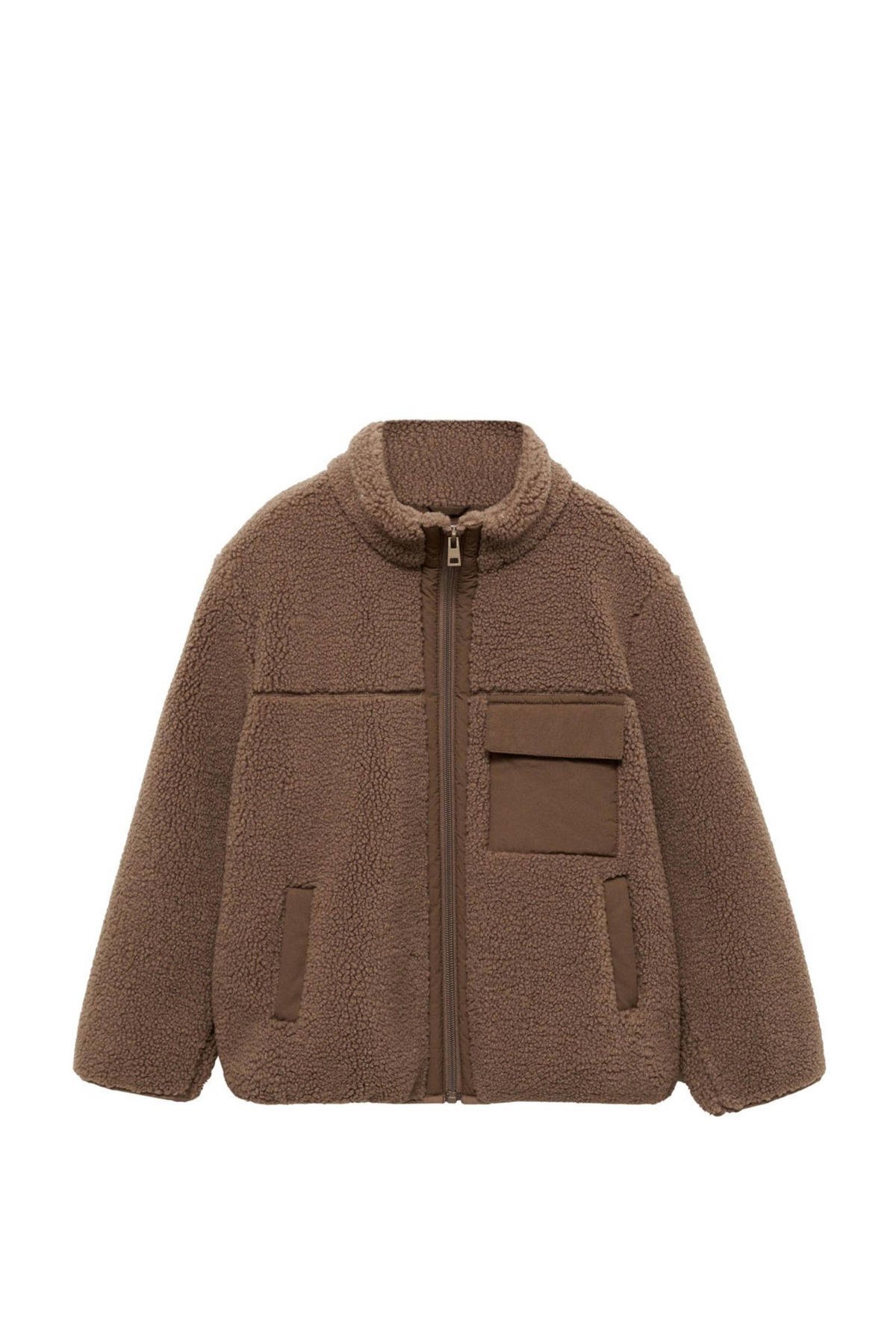 Mango Kids teddy tussenjas bruin | kleertjes.com