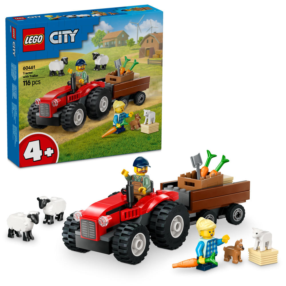 LEGO City Rode tractor met aanhanger en schapen 60461 | kleertjes.com