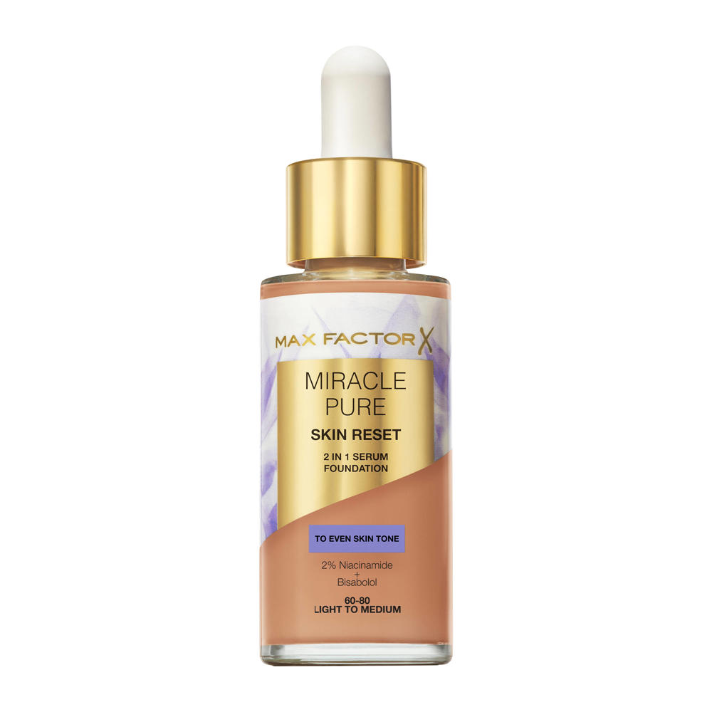 Max Factor Miracle Pure Skin Reset 2-in-1 Serum foundation - 60-80 Light to Medium | kleertjes.com
