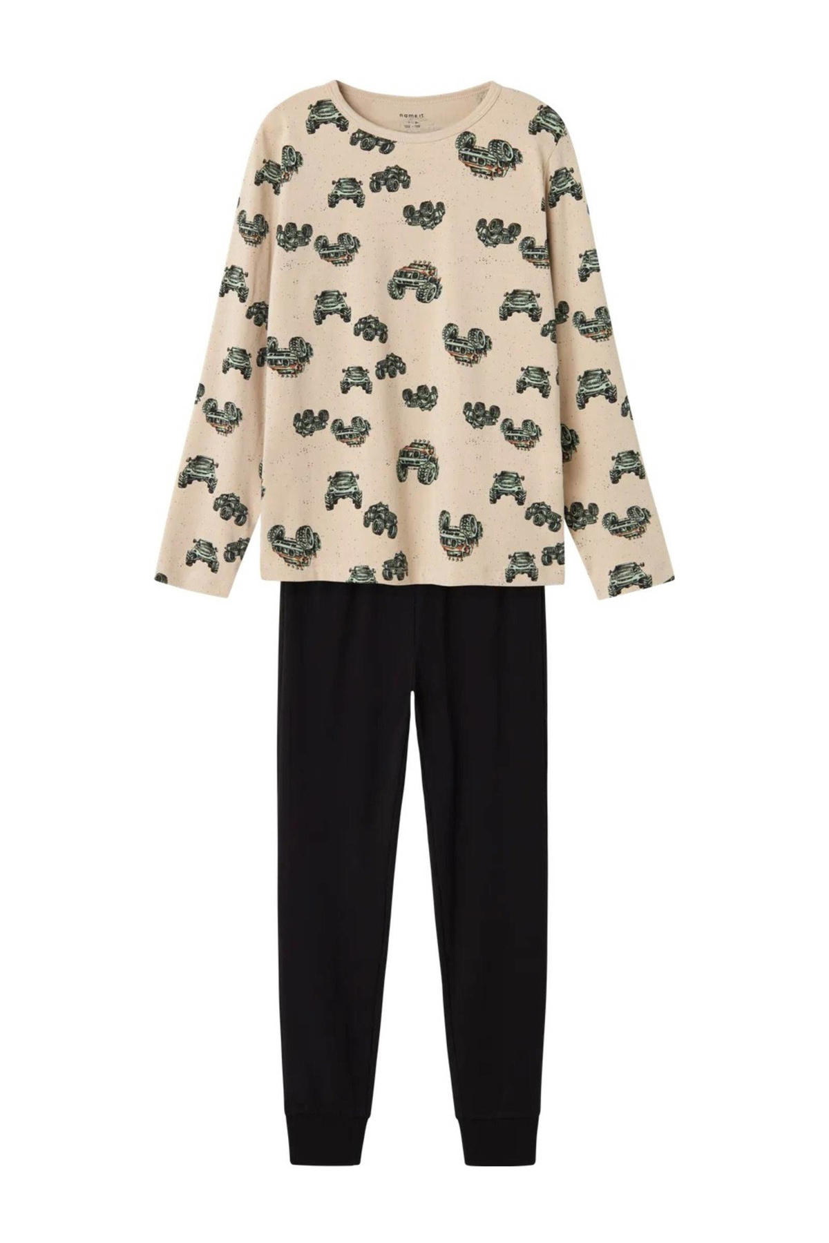 NAME IT KIDS pyjama NKMNIGHTSET ecru/zwart | kleertjes.com