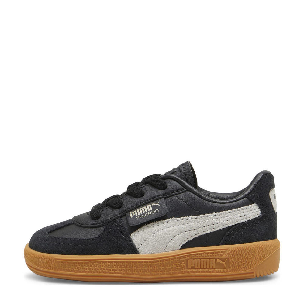 Puma Palermo Lth sneakers zwart/grijs/gum | kleertjes.com