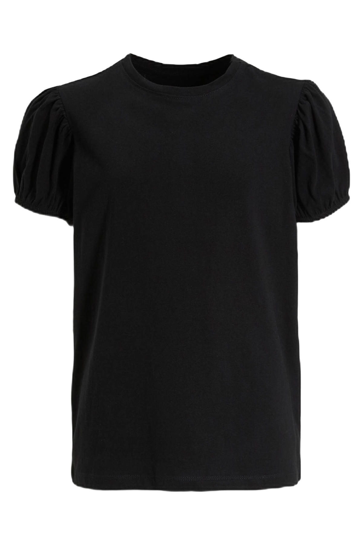 Anytime T-shirt met pofmouwen zwart | kleertjes.com