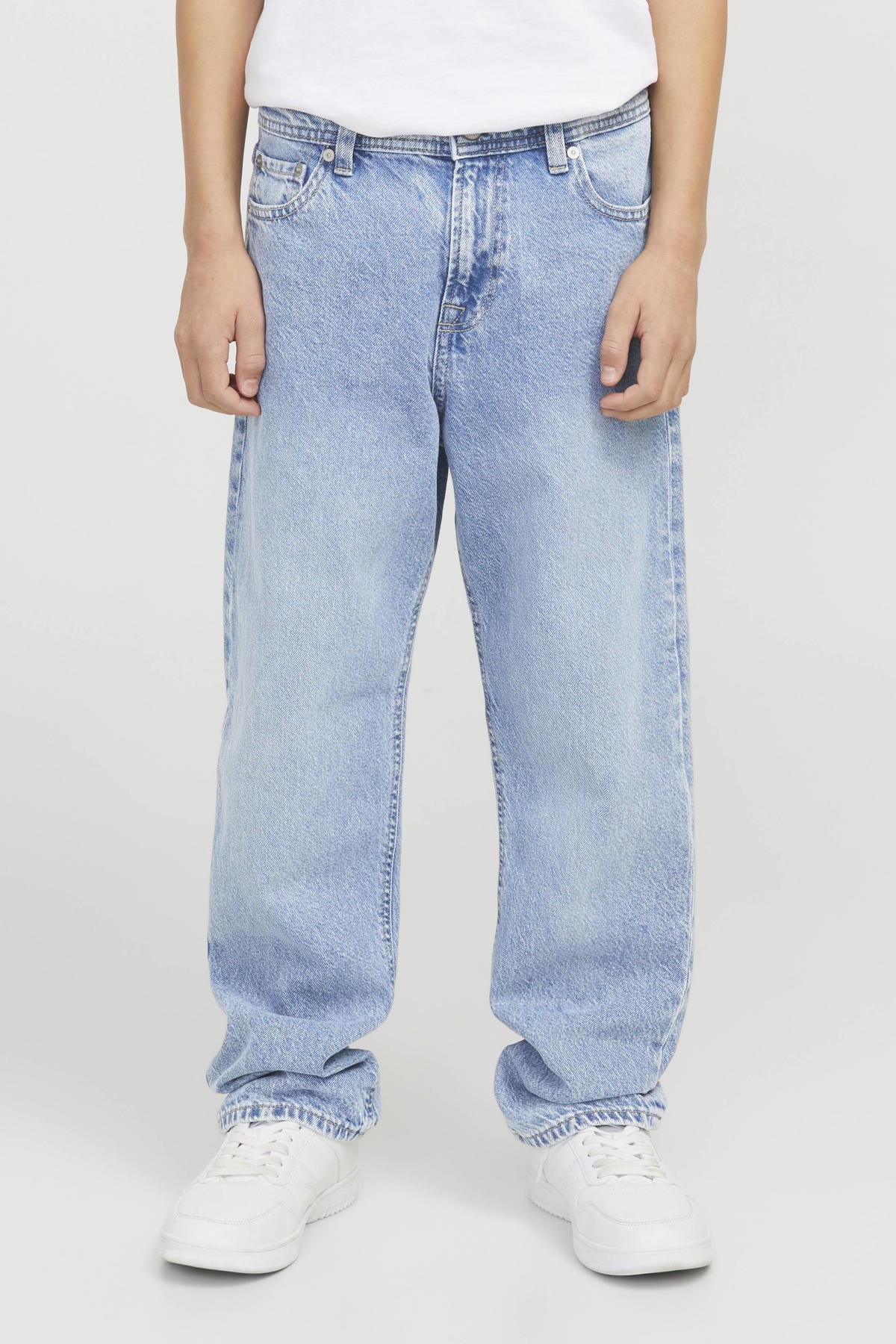 JACK & JONES JUNIOR high waist relaxed fit jeans light blue denim ...