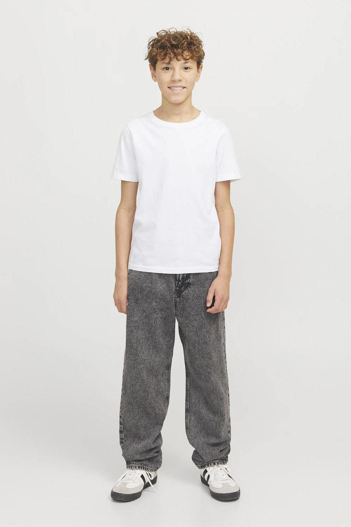 JACK & JONES JUNIOR high waist relaxed fit jeans grey denim | kleertjes.com